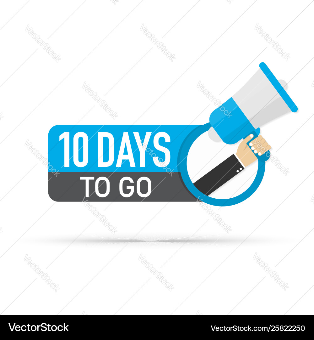 10 days to go flat icon on white background Vector Image
