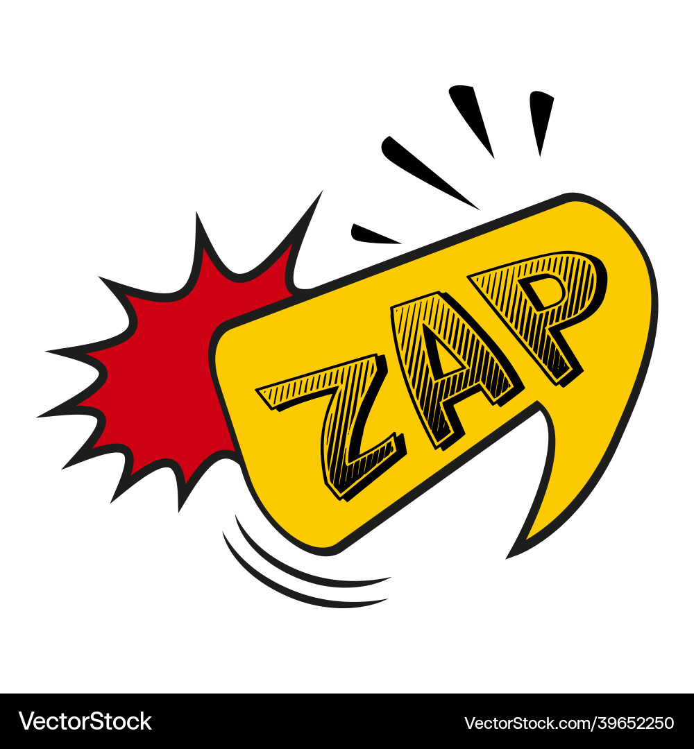 Comic lettering zap on white background Royalty Free Vector