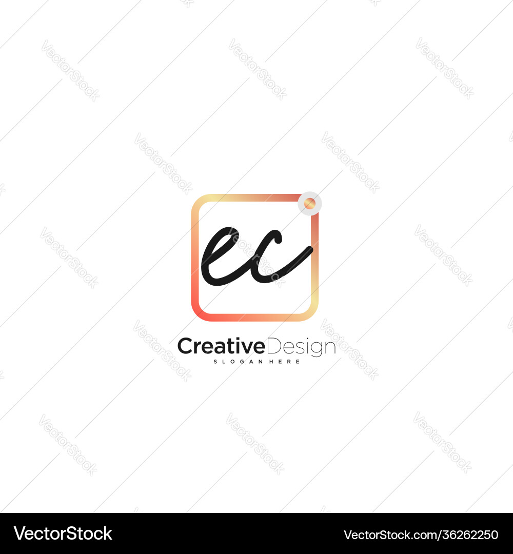 Ec initial letter handwriting logo art hand drawn Vector Image