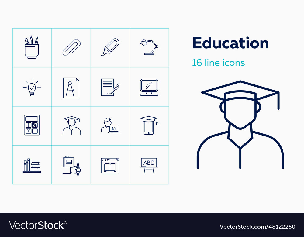 Education line icon set Royalty Free Vector Image