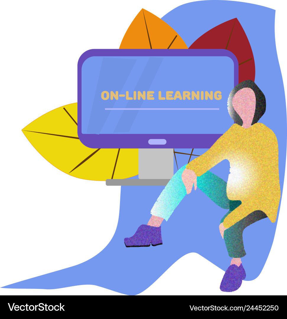 Female online learning person flat character Vector Image