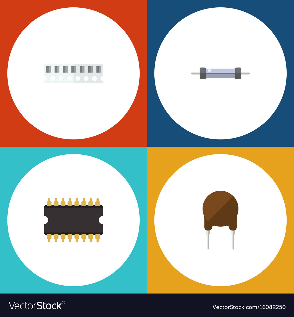 Flat icon electronics set of microprocessor Vector Image