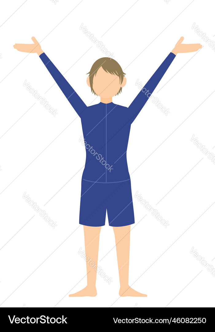 Genderless student in swimsuithailing Royalty Free Vector