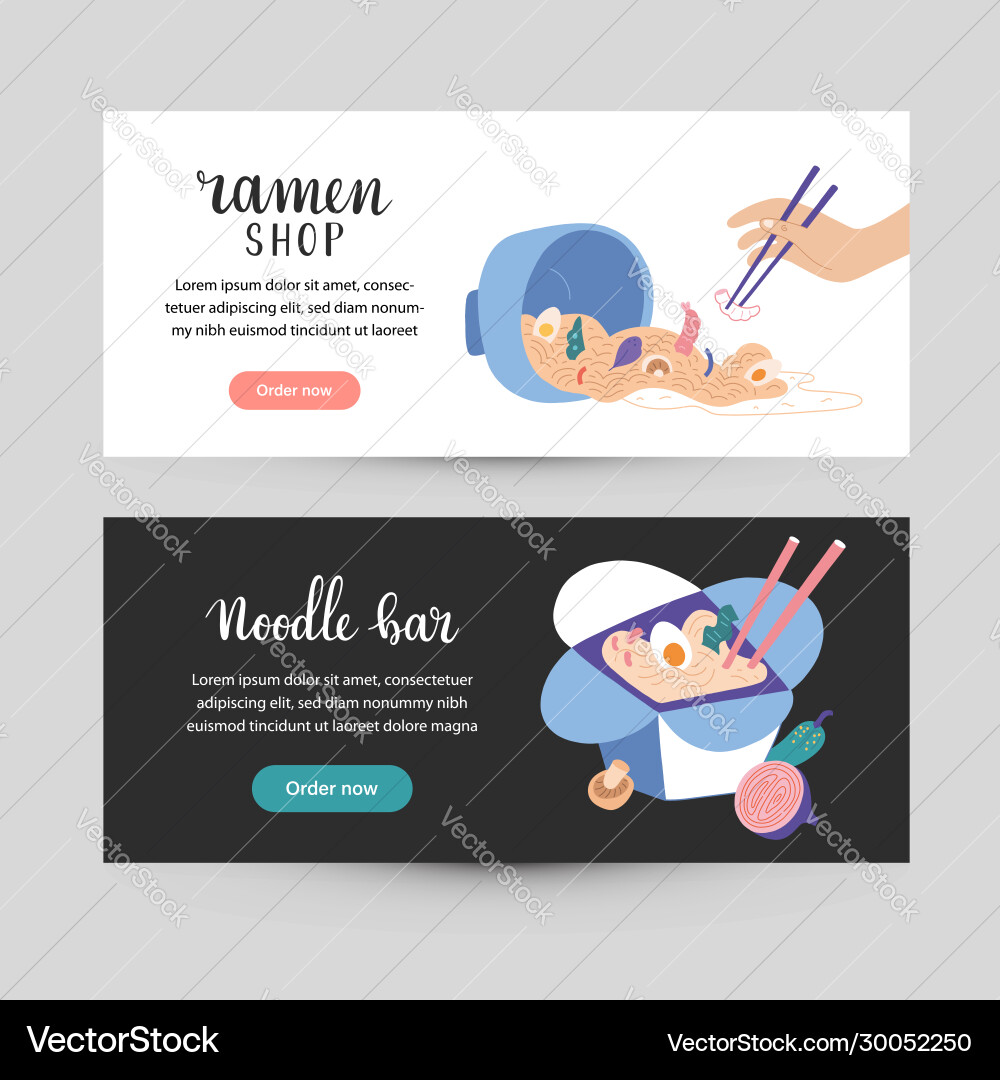 Ramen banners collection website banner Royalty Free Vector