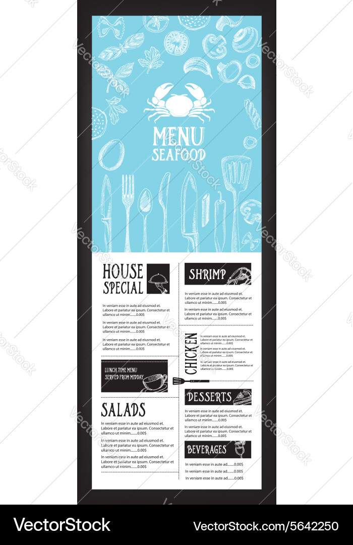 Restaurant cafe menu template design food flyer Vector Image