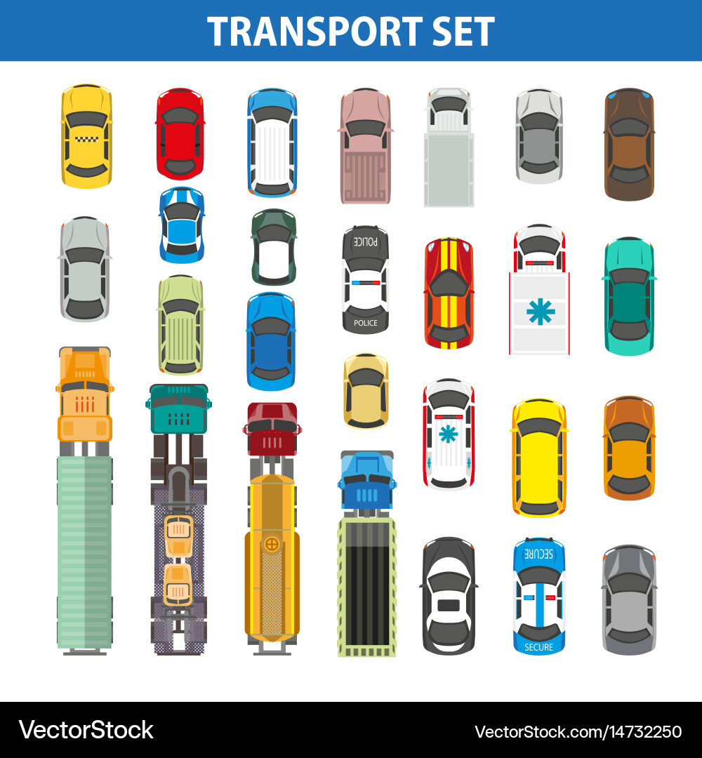 Transportation colorful collection on white Vector Image