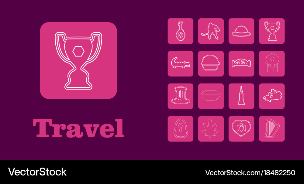 Travel line icons for web and mobile thin Vector Image