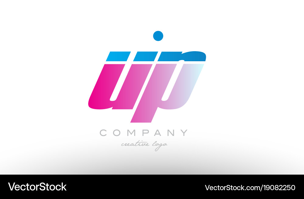 Up u p alphabet letter combination pink blue bold Vector Image