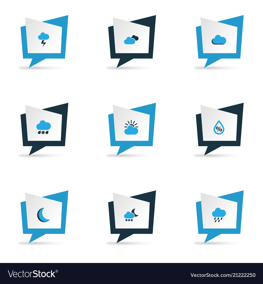 Weather icons colored set with cloudy sky moon Vector Image
