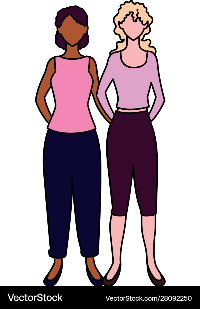 Women faceless standing with different poses Vector Image