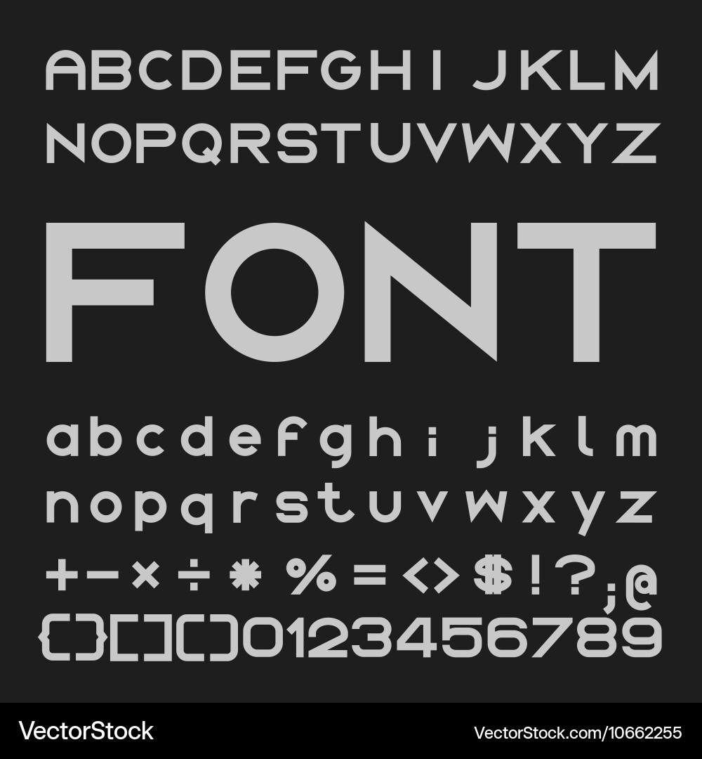 Bold font design alphabet and numbers Royalty Free Vector