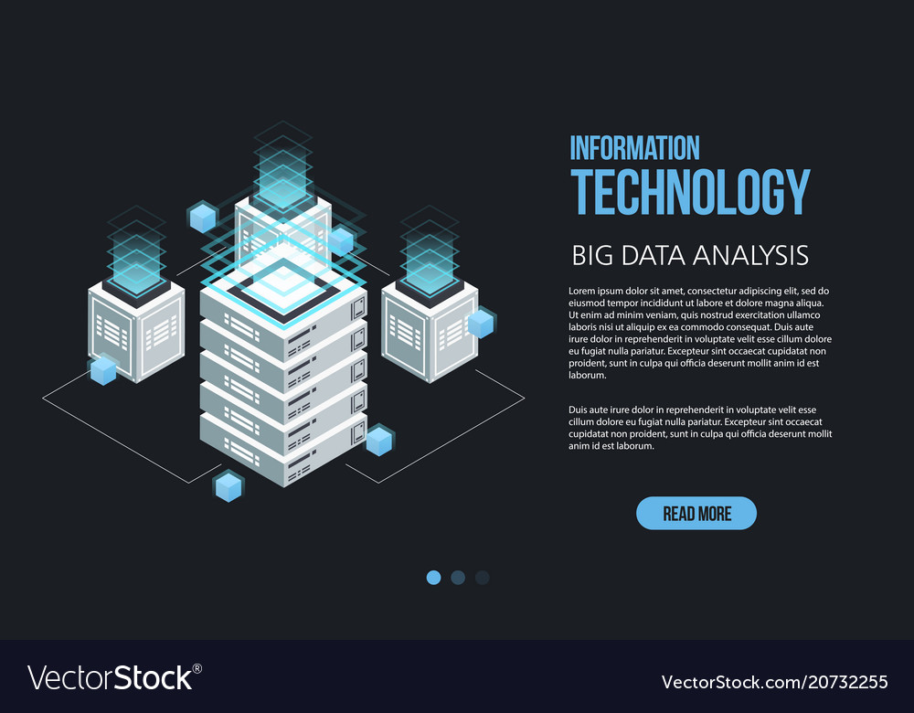 Concept of big data processing isometric data Vector Image