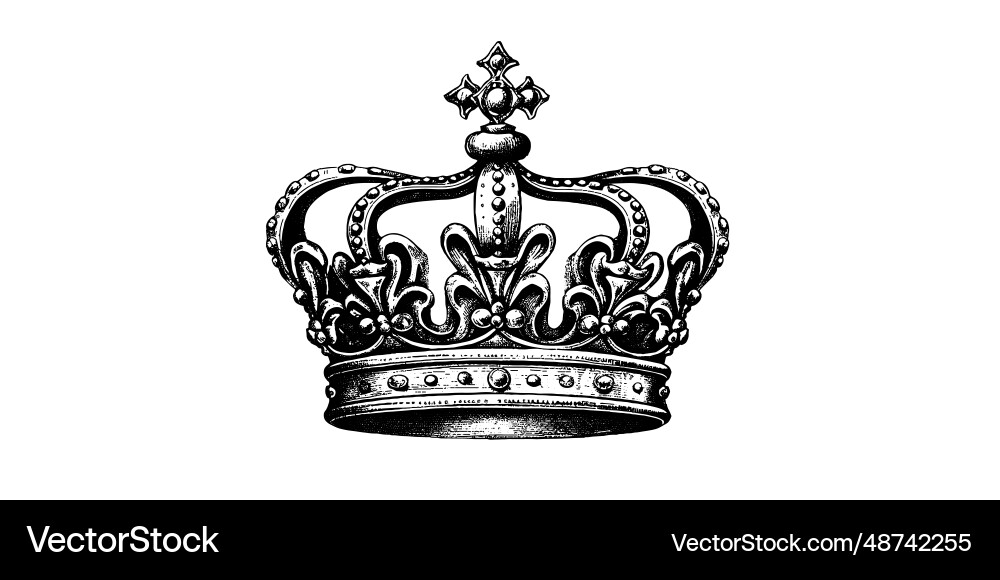 Hand drawn crown vintage engraved sketch Vector Image