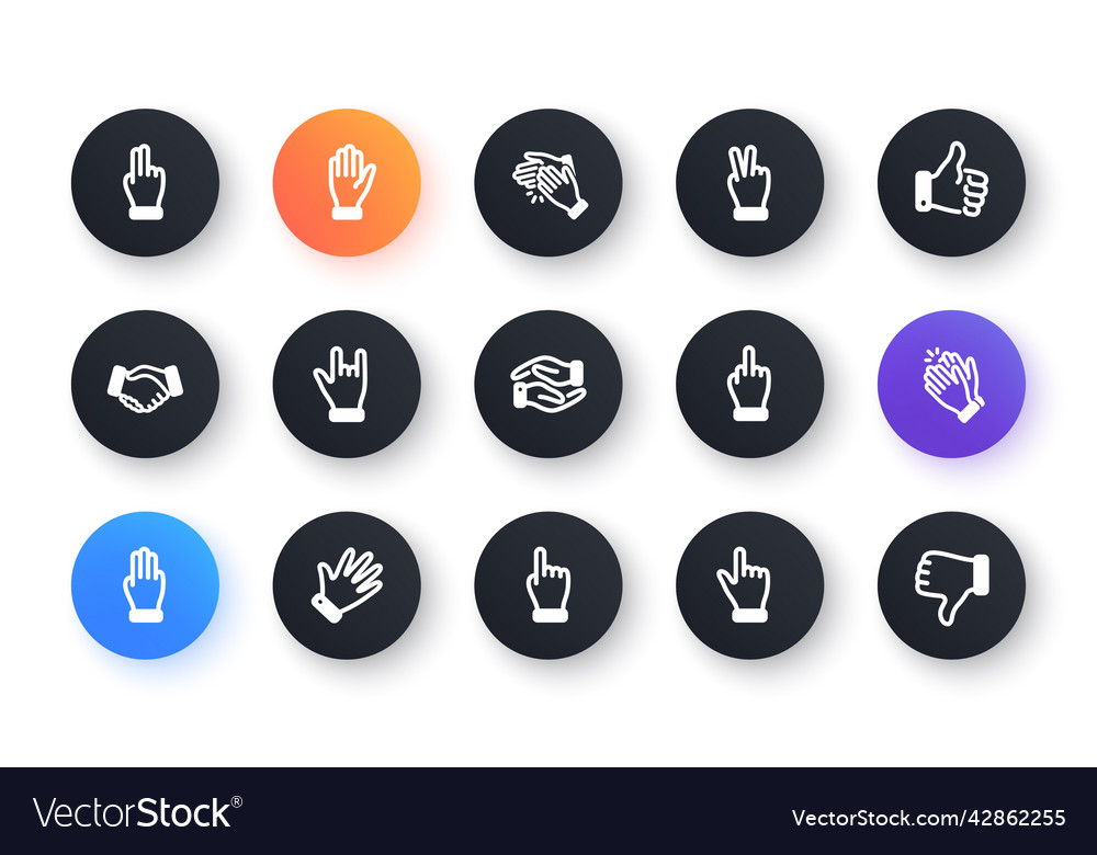 Hand gestures icons handshake clapping hands Vector Image
