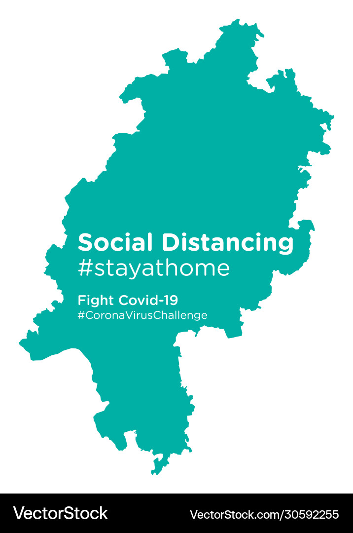 Hesse map with social distancing stayathome tag Vector Image