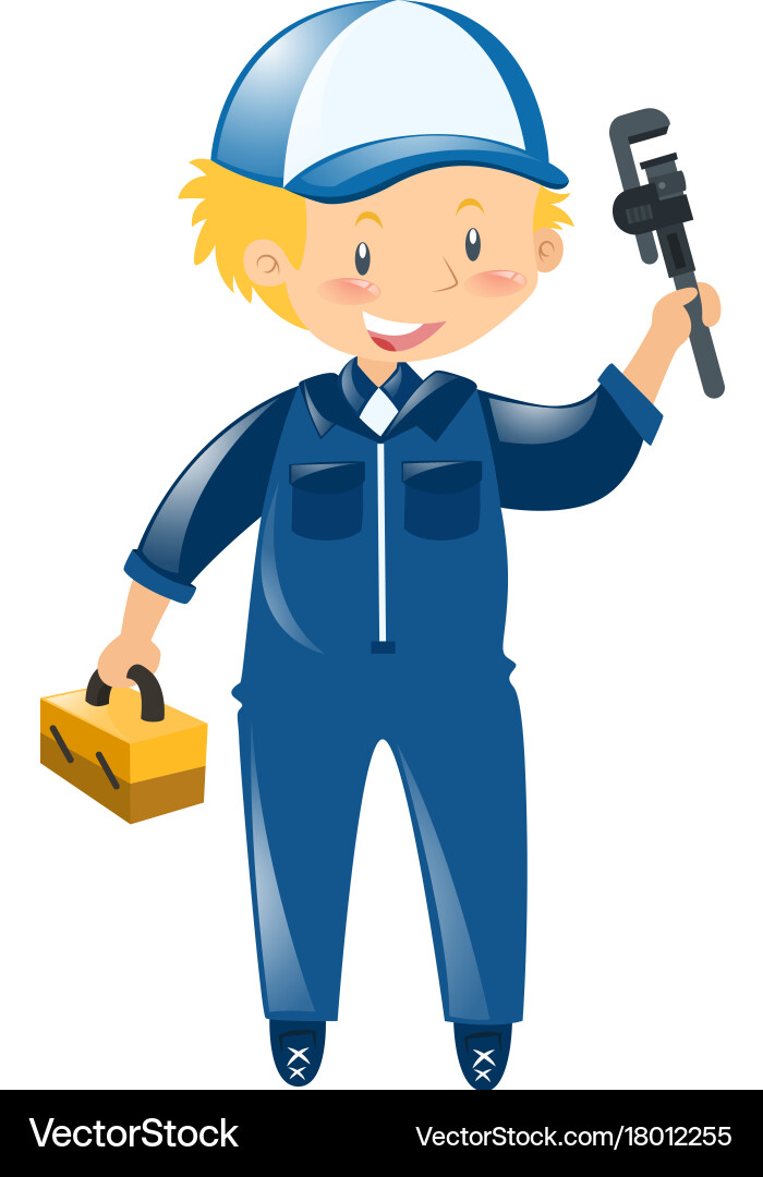 Repairman in blue uniform Royalty Free Vector Image