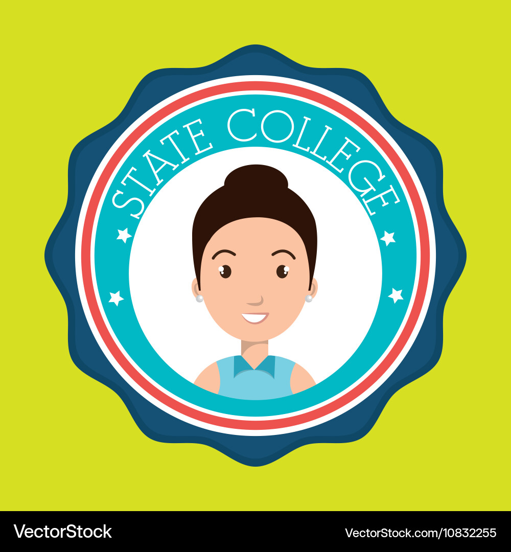 State college student emblem woman Royalty Free Vector Image