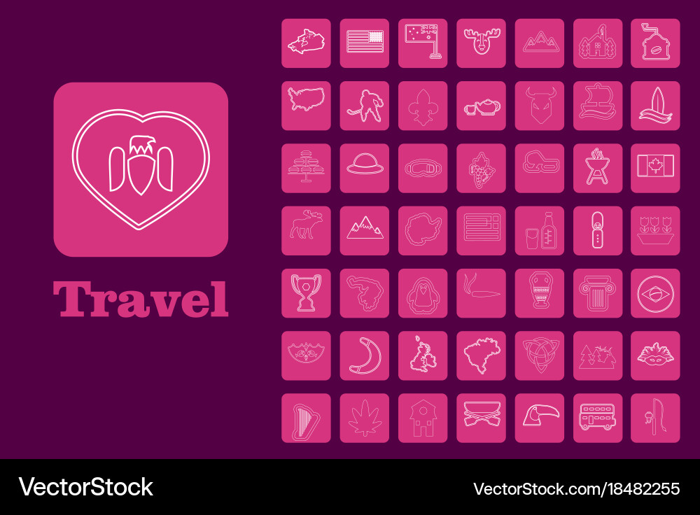 Travel line icons for web and mobile thin line Vector Image