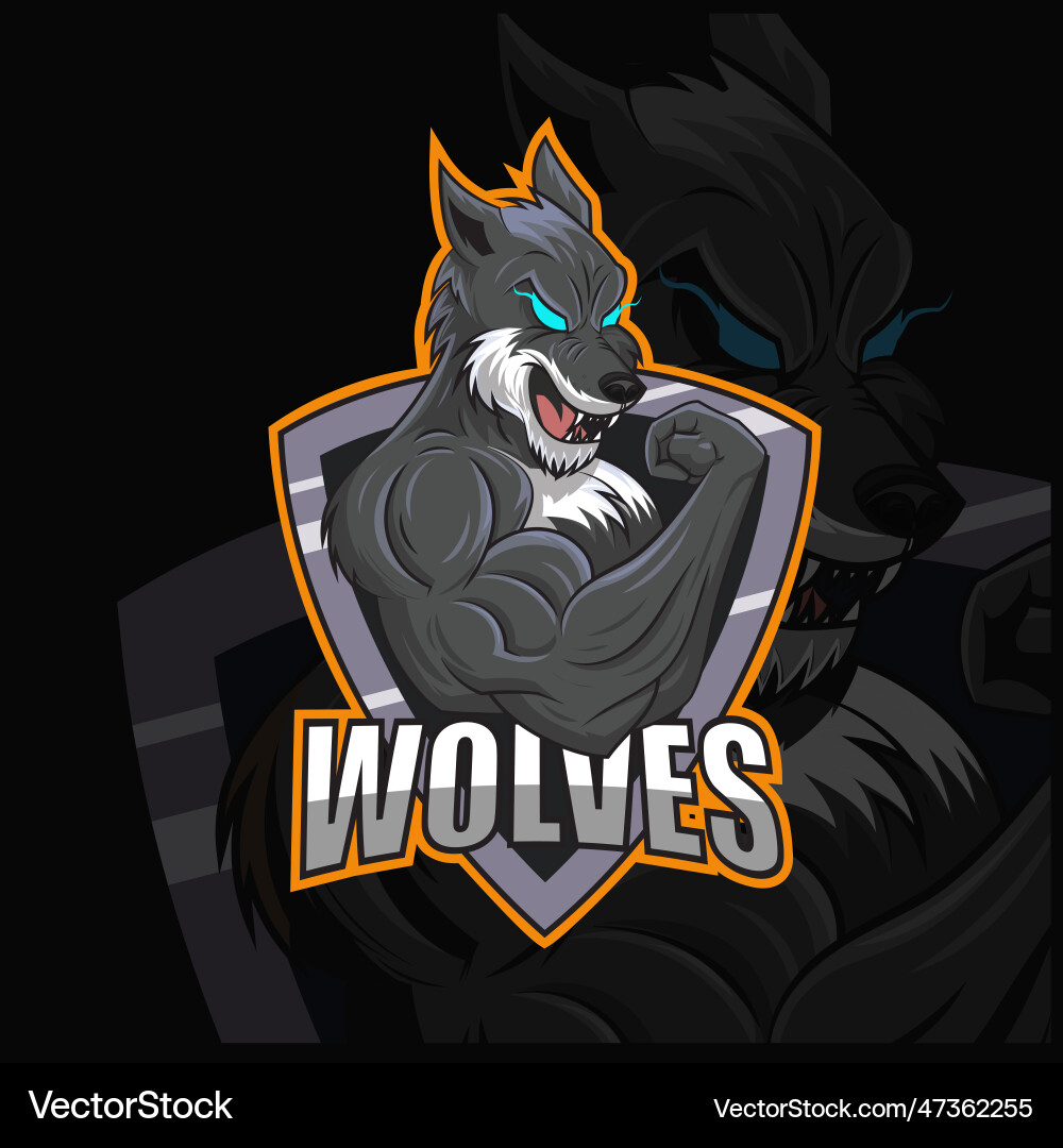 Wolf sports mascot logo Royalty Free Vector Image