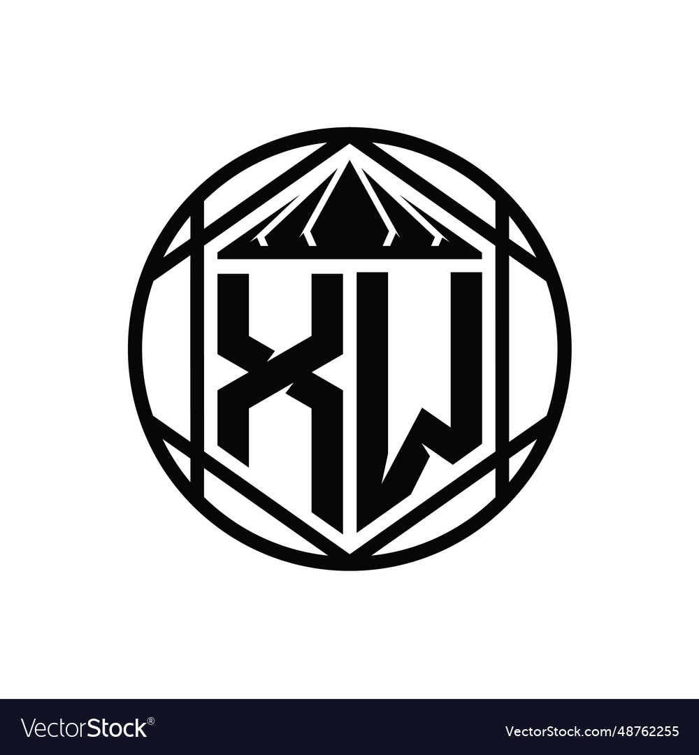 Xw letter logo monogram hexagon slice crown sharp Vector Image Xw letter logo monogram hexagon slice crown sharp Vector Image