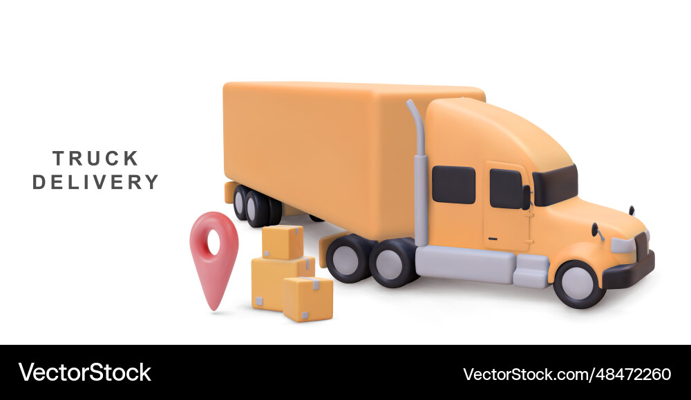 3d realistic delivery truck with box cargo Vector Image