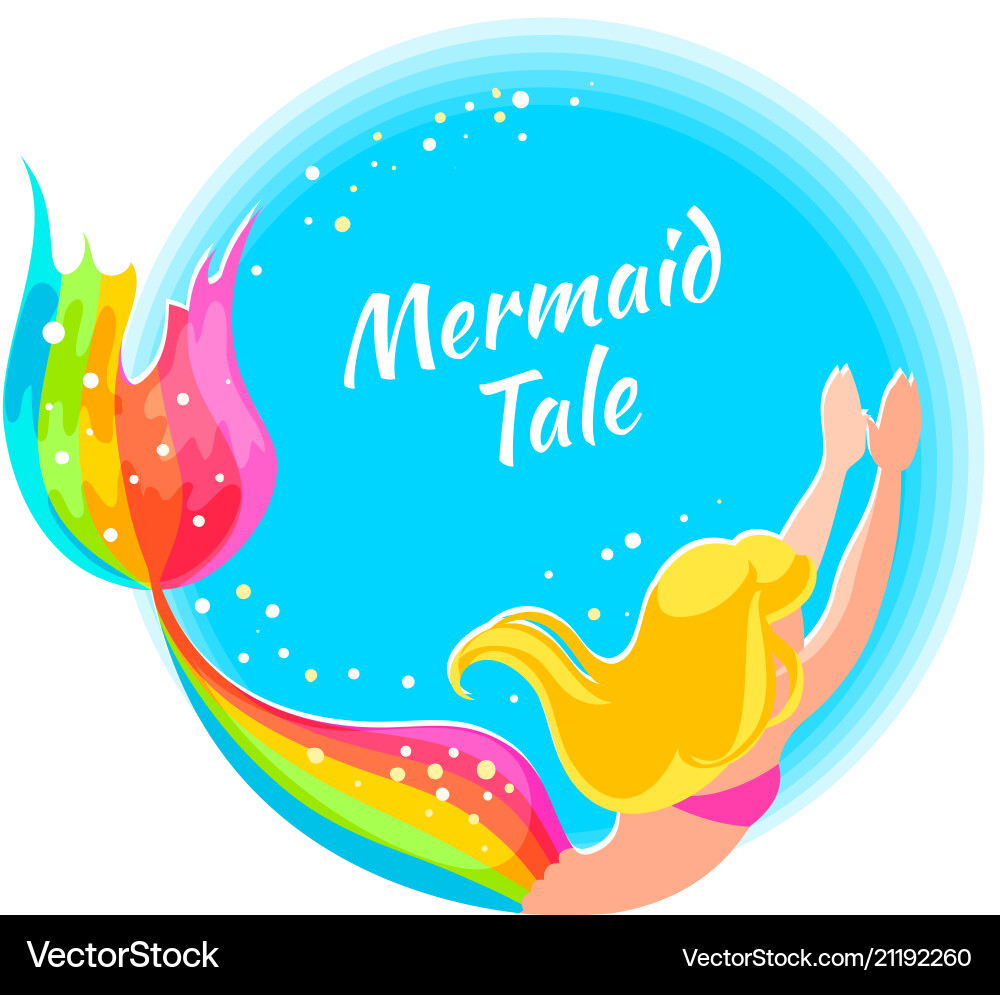 Bright label with a mermaid isolated Royalty Free Vector