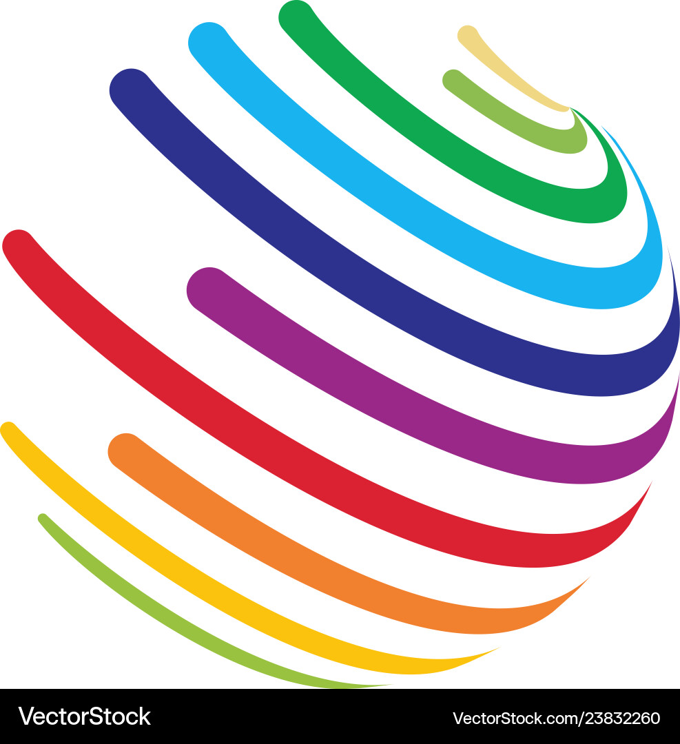 Colorful wire world logo icon Royalty Free Vector Image