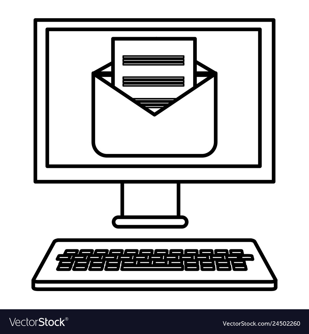 Computer desktop with envelope Royalty Free Vector Image