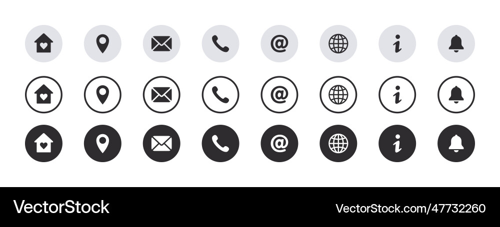 Contact information icons us set Royalty Free Vector Image