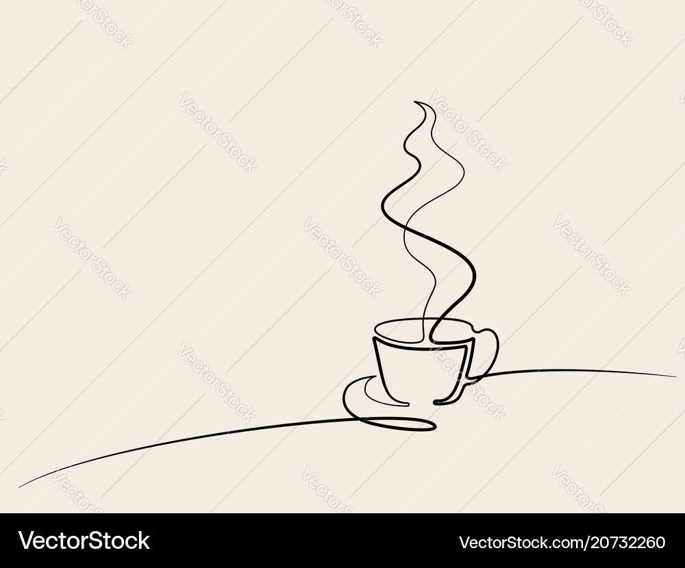 Continuous line drawing of cup coffee Royalty Free Vector