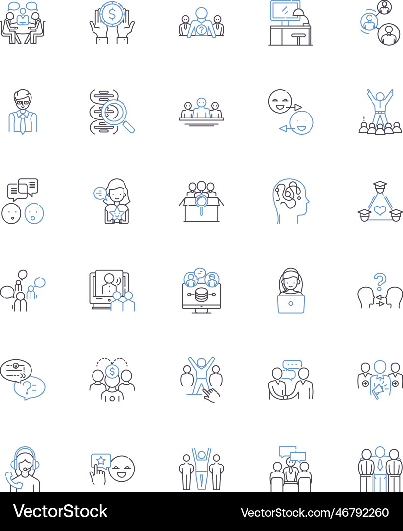 Digital gathering line icons collection virtual Vector Image