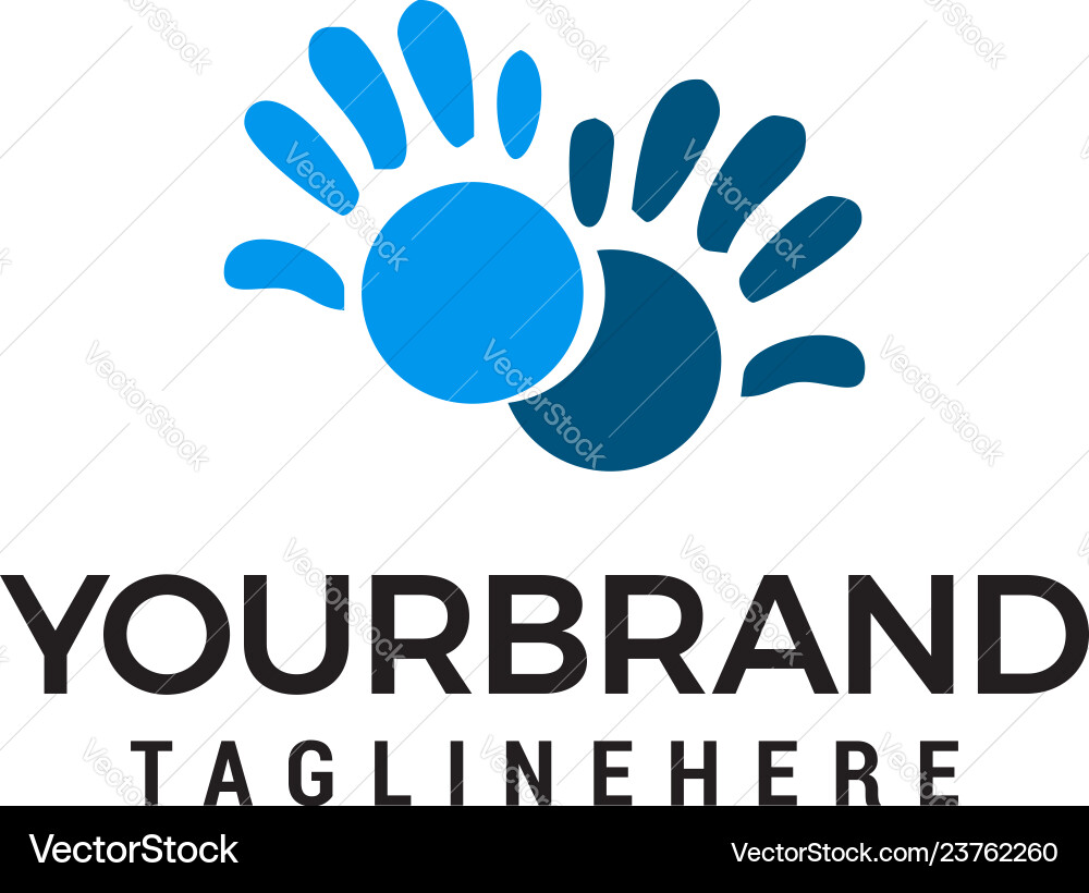 Hand care childish support symbol two hands Vector Image