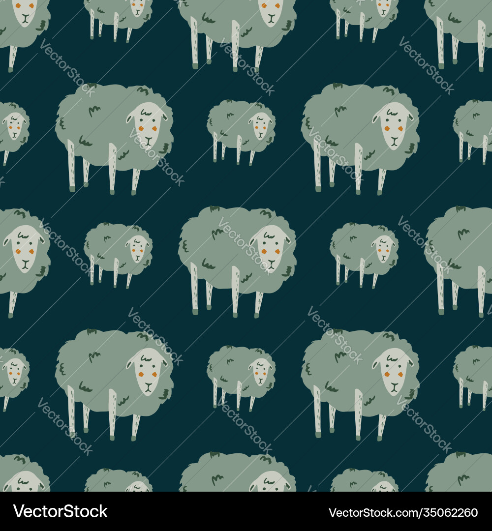 Light green colored sheep ornament seamless Vector Image