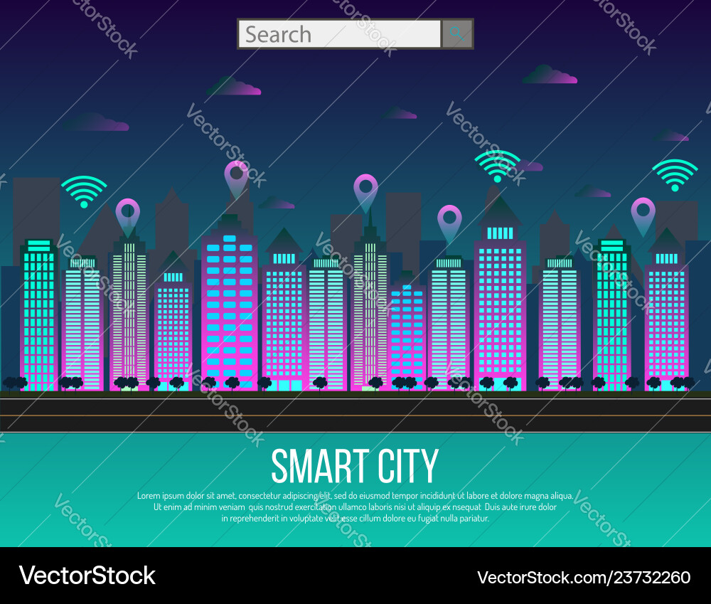 Smart city urban landscape Royalty Free Vector Image