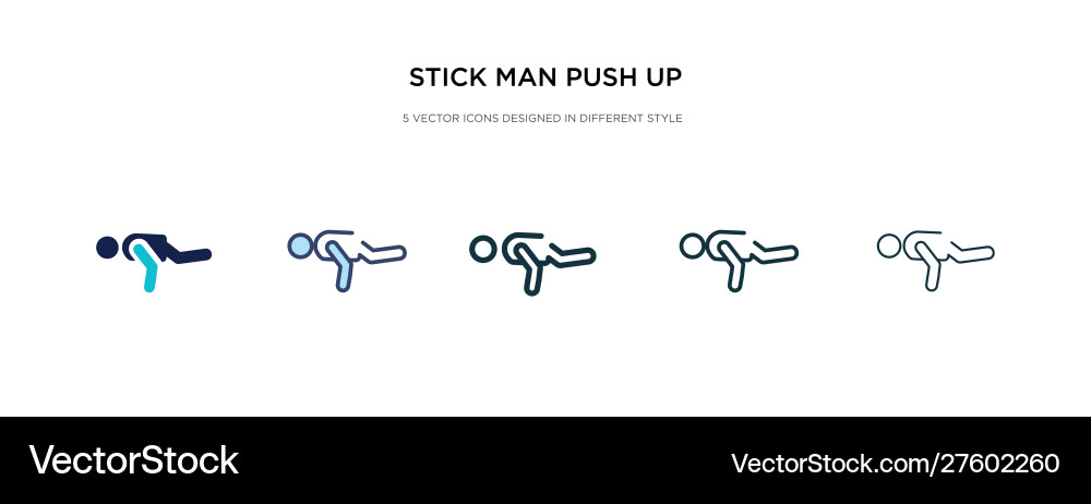 Stick man push up icon in different style two Vector Image