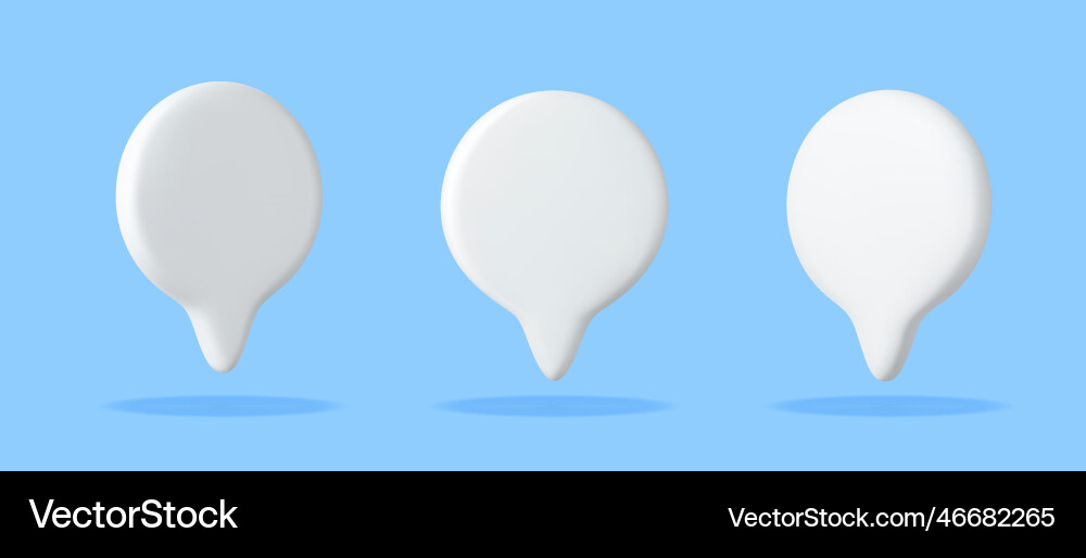 3d blank white speech bubble pin Royalty Free Vector Image