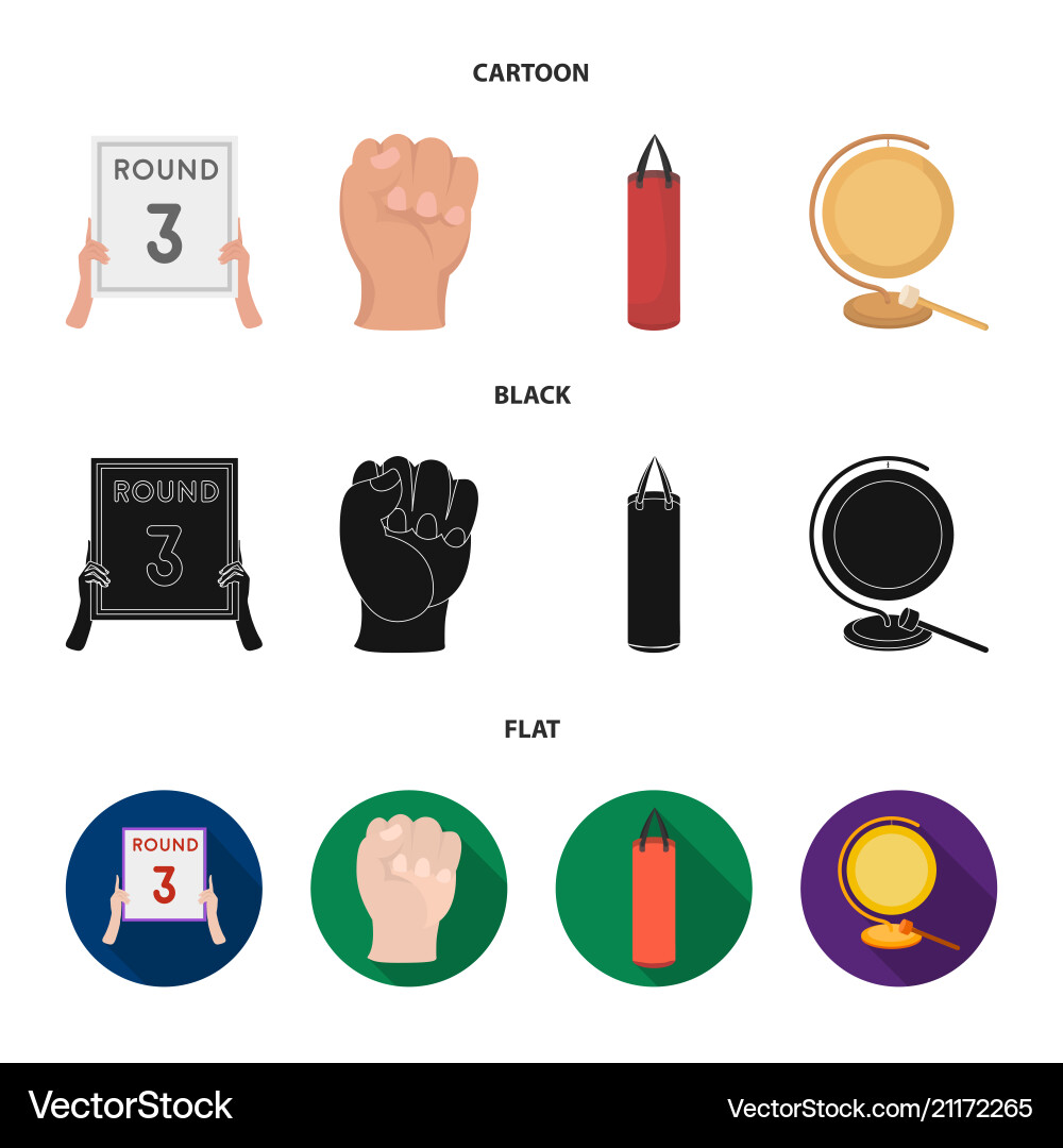 Boxing sport round hand set collection Royalty Free Vector