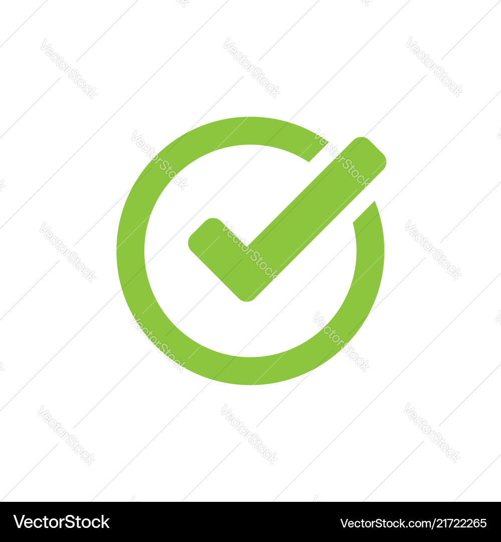 Check mark icon in flat style ok accept on white Vector Image