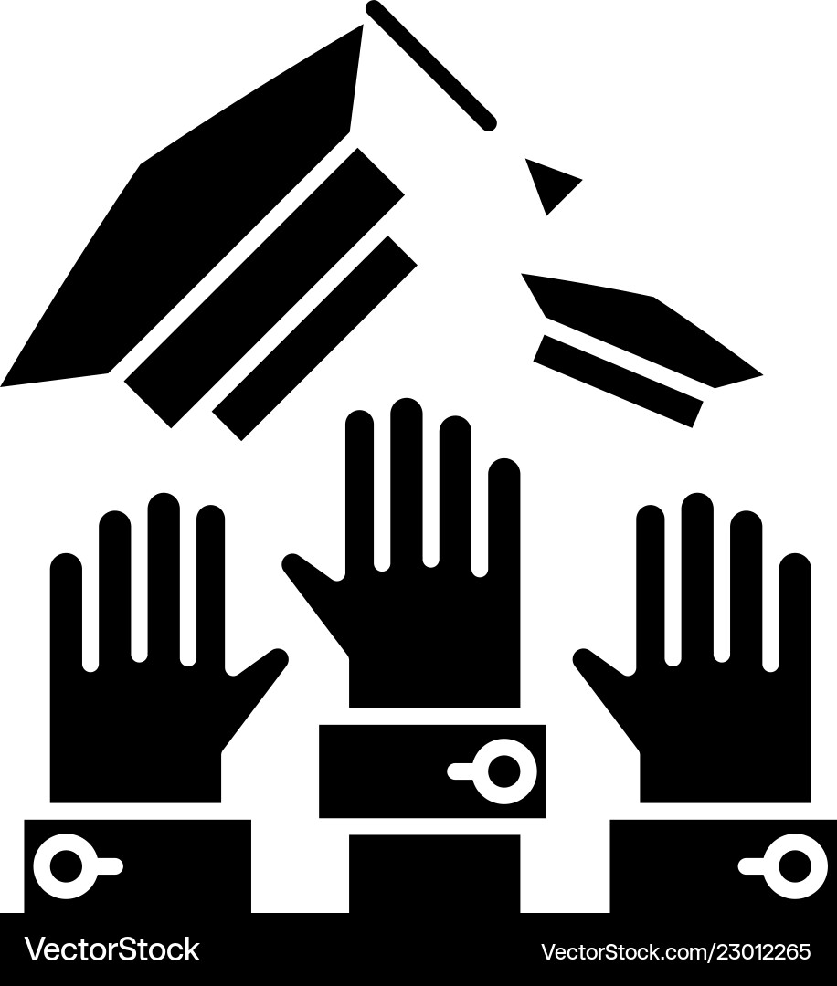 Graduation ceremony black icon sign Royalty Free Vector
