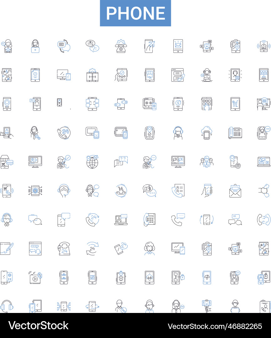 Phone outline icons collection cellular Royalty Free Vector