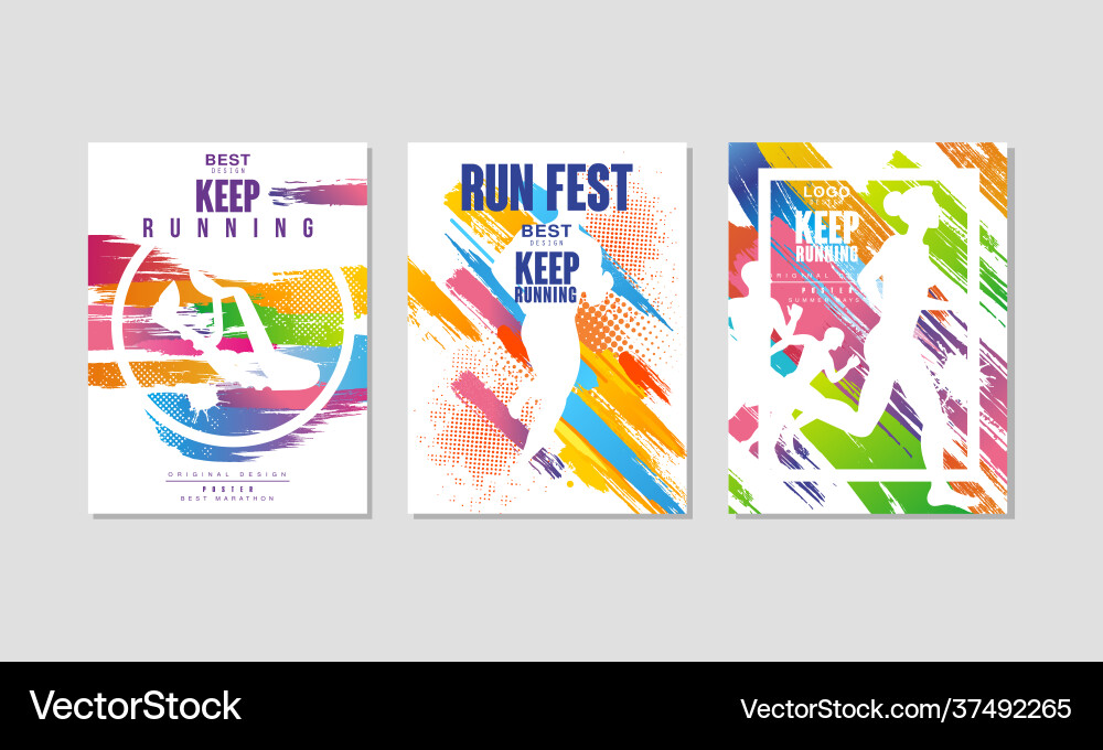 Run fest poster for marathon and running Vector Image