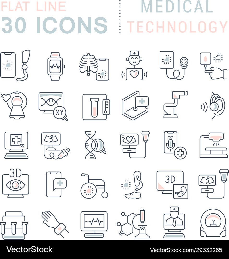 Set line icons medical technology Royalty Free Vector Image