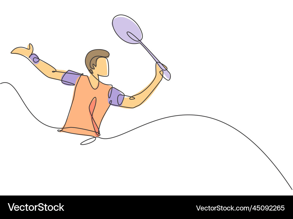 Single continuous line drawing of young agile Vector Image
