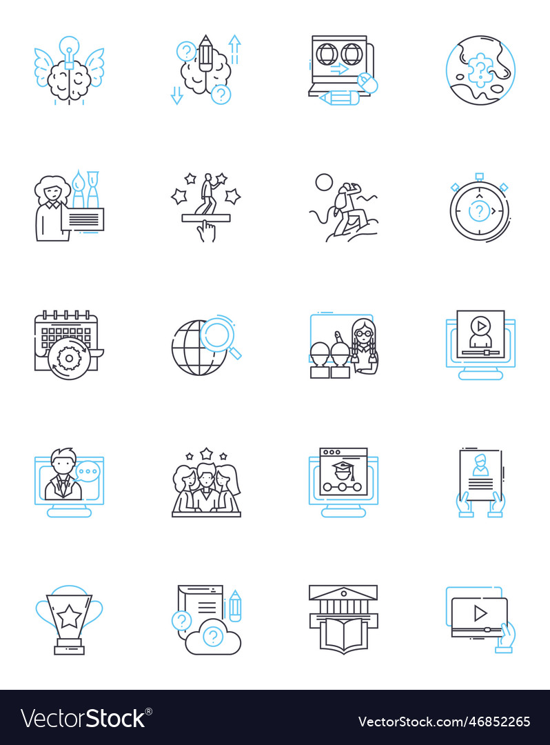 Web-based training linear icons set e-learning Vector Image