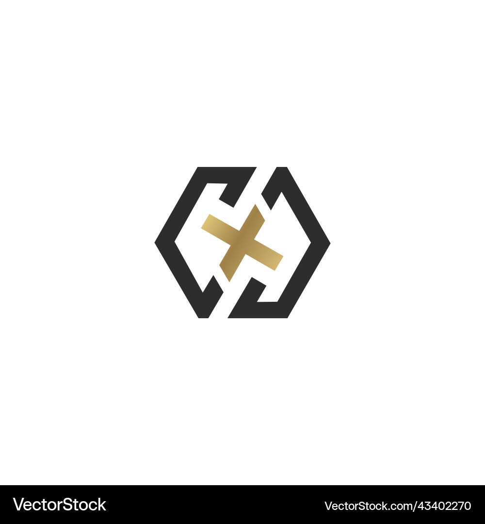 Alphabet initials logo cx xc c and x Royalty Free Vector