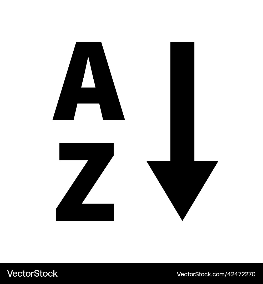 Alphabet sort icon arrow and letter Royalty Free Vector