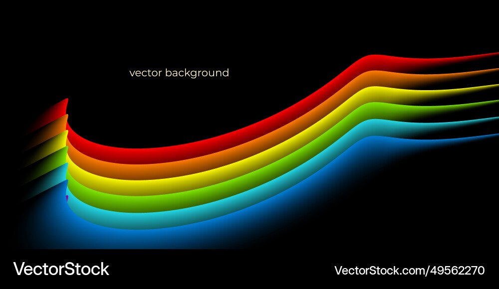 Black with bright rainbow lines background Vector Image