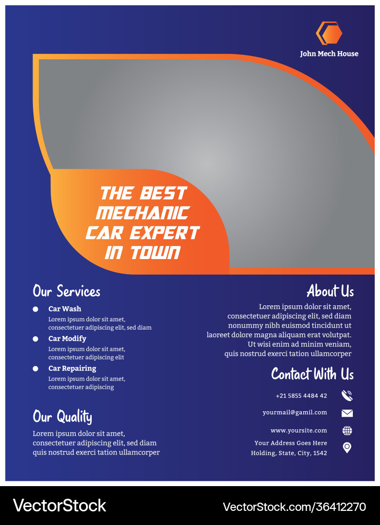 Car repair flyer design template Royalty Free Vector Image