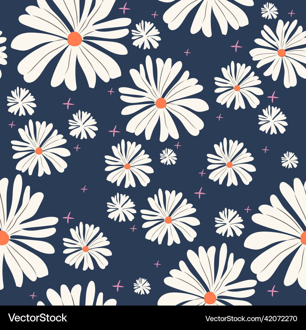Cutie hippie daisy seamless pattern floral Vector Image