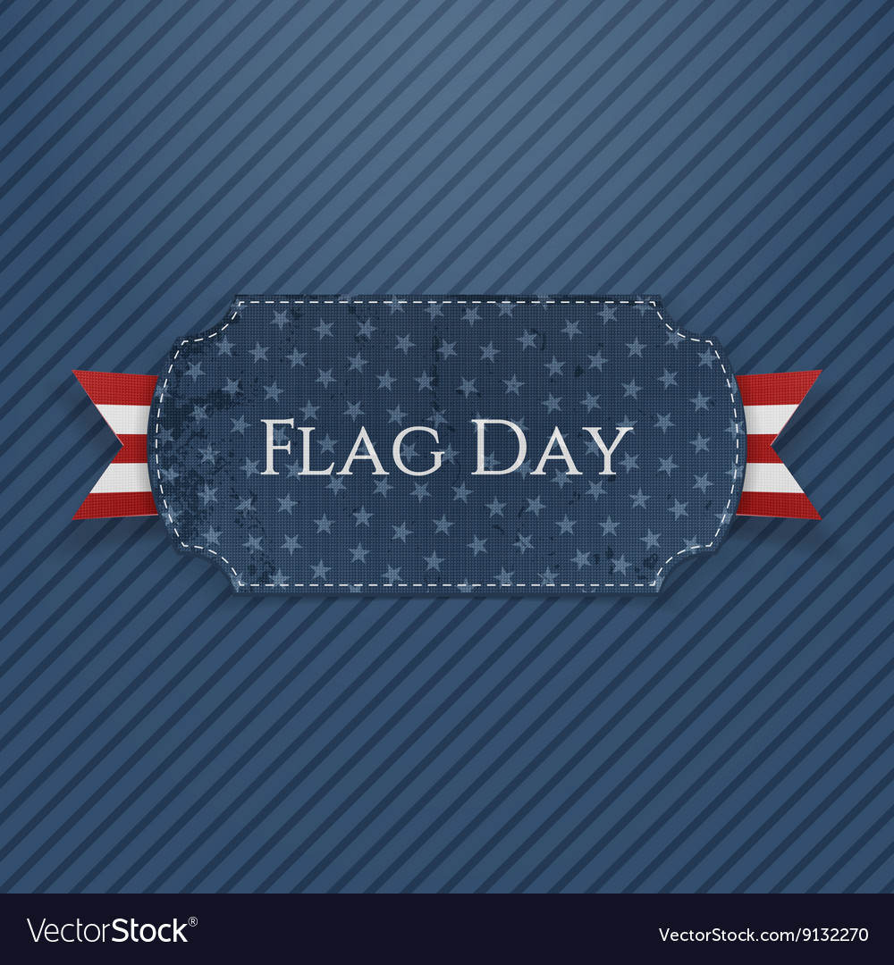 Flag day label with festive ribbon and shadow Vector Image